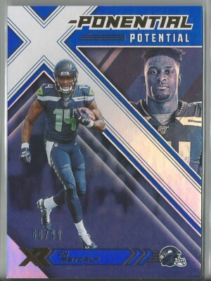 DK Metcalf 2019 Panini XR Rookie Card X-Ponential Potential Blue Foil ...