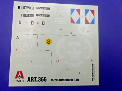 Vintage Italeri ART 366 M-20 ARMOURED CAR Waterslide Decal Only | eBay