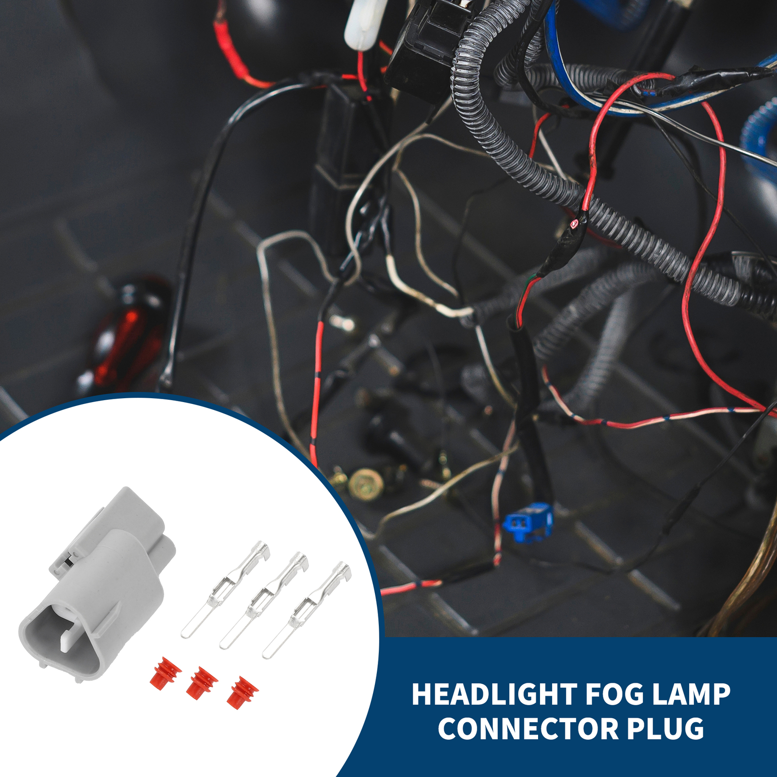 Car 3 Pin Headlight Fog Lamp Connector Plug Male Wire Terminal for ...