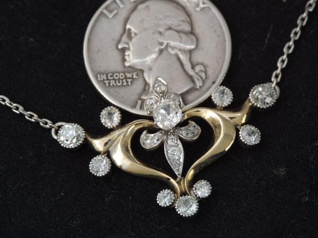 GORGEOUS ART NOUVEAU 18K / 17K GOLD & PLATINUM EUROPEAN CUT DIAMOND ...