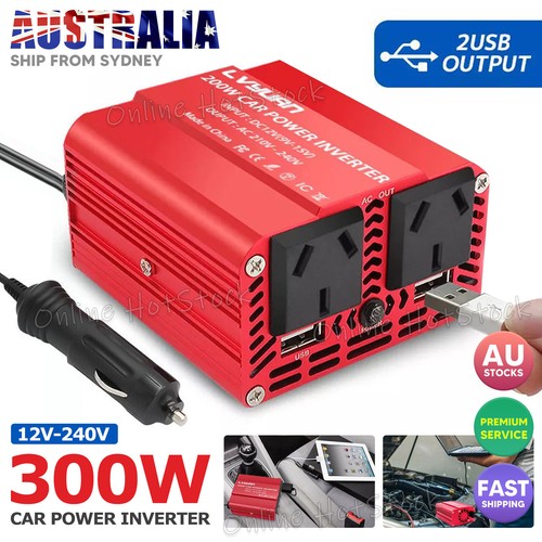 300W Power Inverter DC 12V to AC 240V Converter Camp Car Plug 2 USB ...