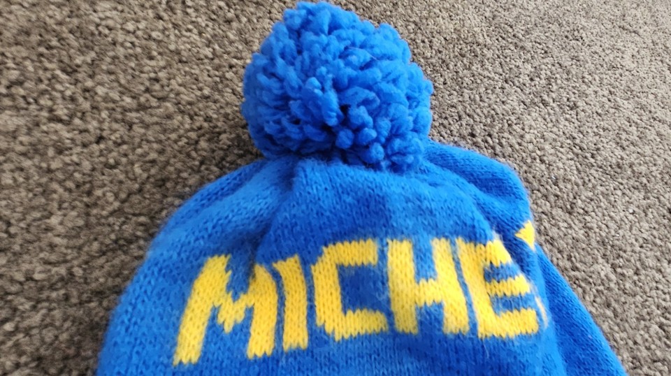 Vintage Advertising Michelin Man Tires Beanie knit Hat Blue Yellow 80s ...