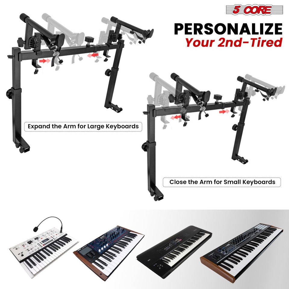 5Core Keyboard Stand Universal 2 Tier Heavy Duty Adjustable Attachment ...