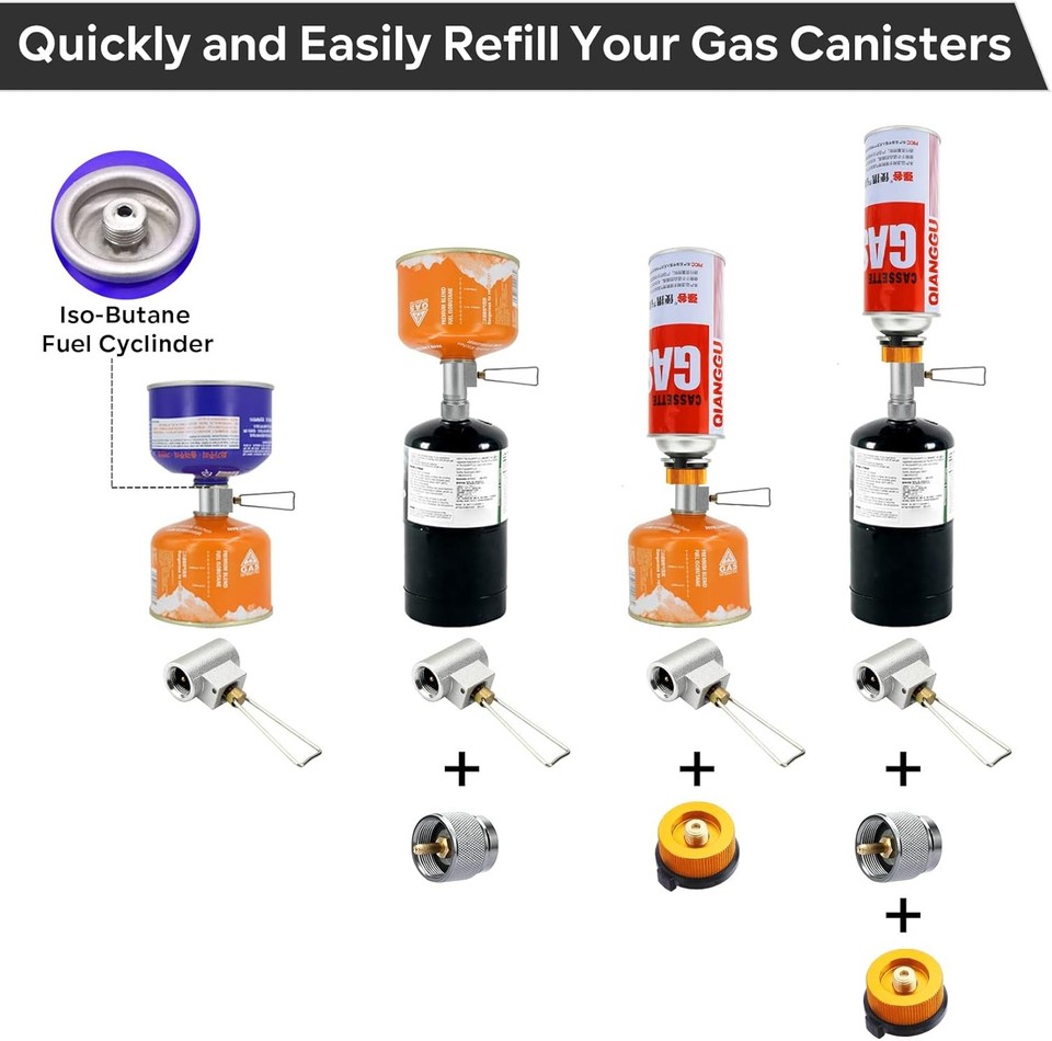 SAN LIKE 3PCS Camping Stove Gas Adapter Propane Isobutane Butane Refill ...