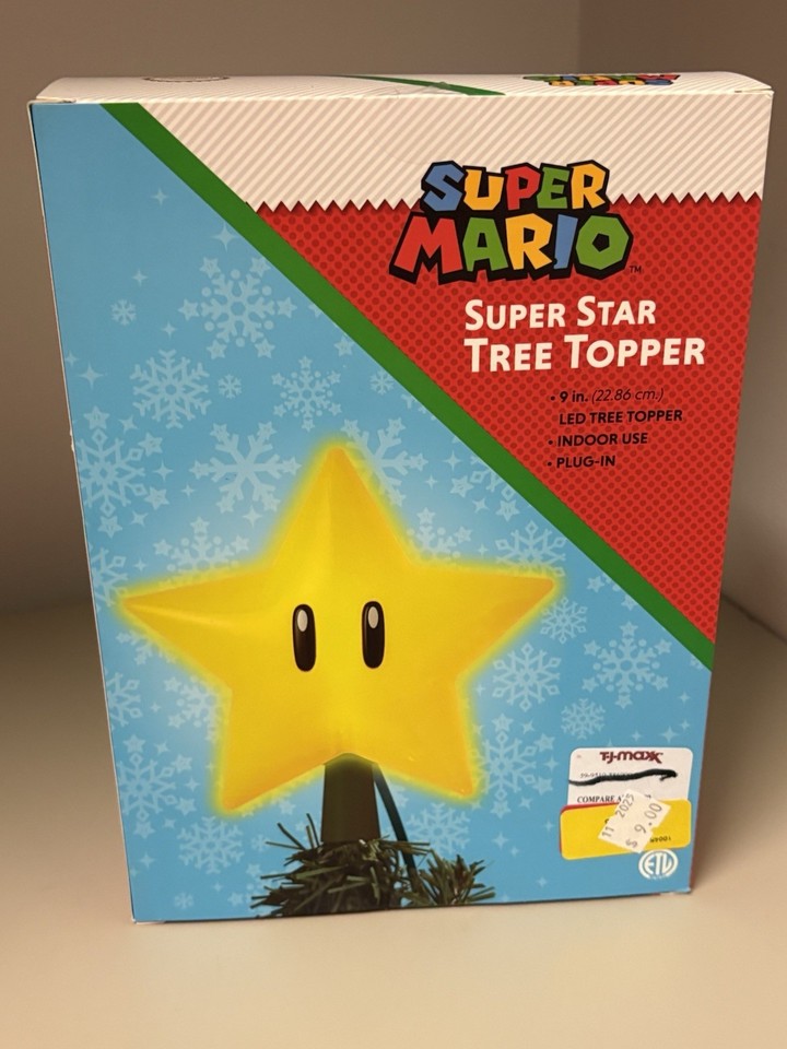 Super Mario Tree Topper Super Star Gen 2 Light Up Plug In 9", NEW ...