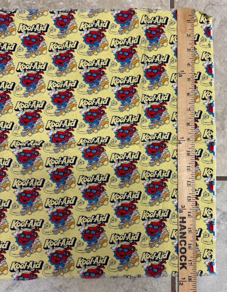 Kool-Aid Kid Skateboarding Fat Quarter Yellow Cotton Fabric 18" x 21 ...