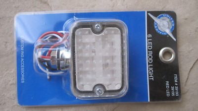 6 LED MEDIUM ROD LIGHT RED LED CLEAR LENS HARDWIRED W/ 3 WIRES NEW ...
