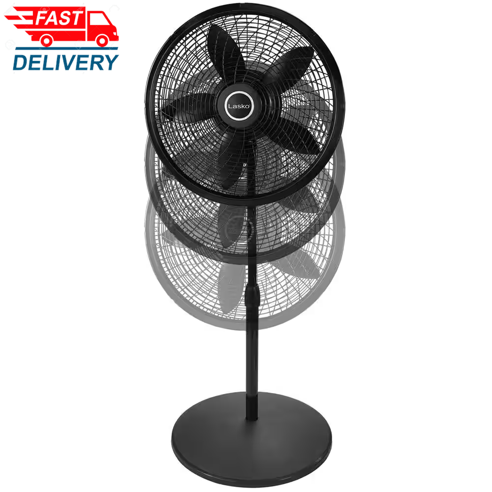 Lasko 18 Inch Cyclone Pedestal Oscillating Floor Fan Black 3 Speed | eBay