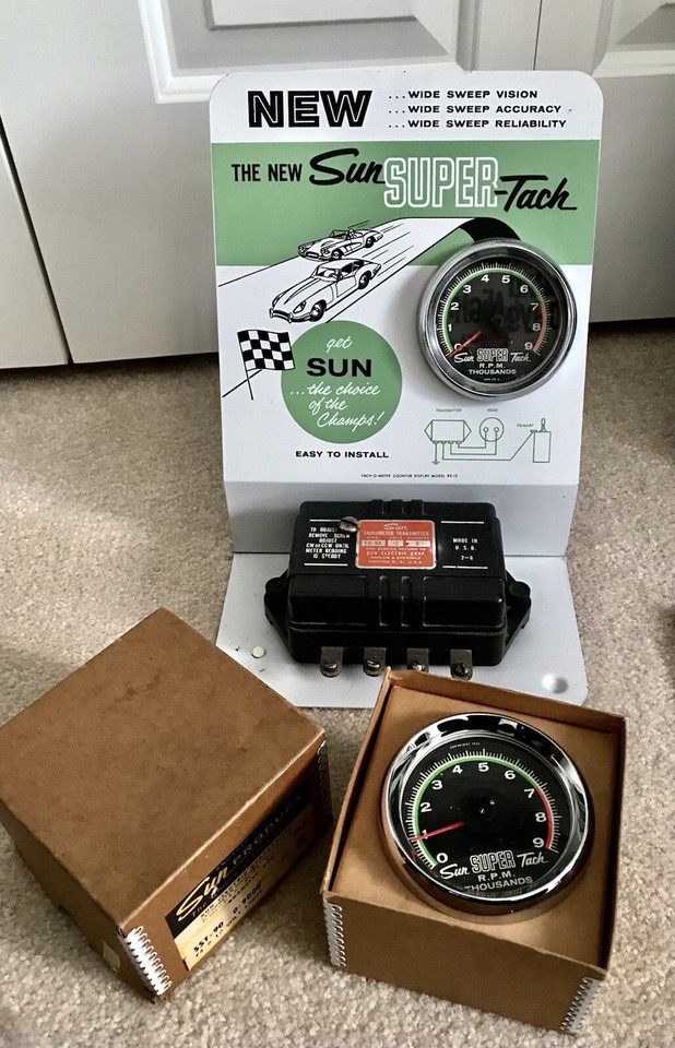 NOS Shelby Sun Super Tach SST-802 8000 RPM Tachometer | Analog | Red ...