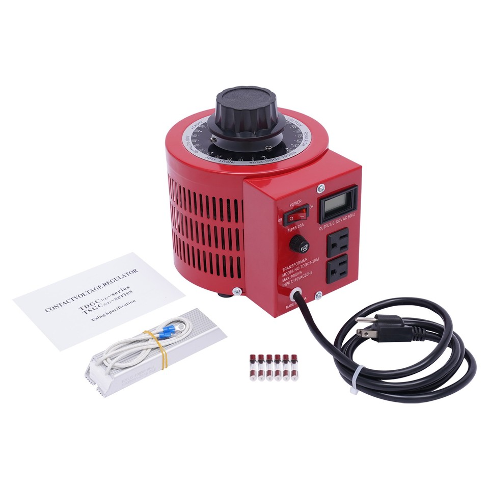 AC 0-130V Variac Transformer Variable Red Voltage Regulator Metered ...