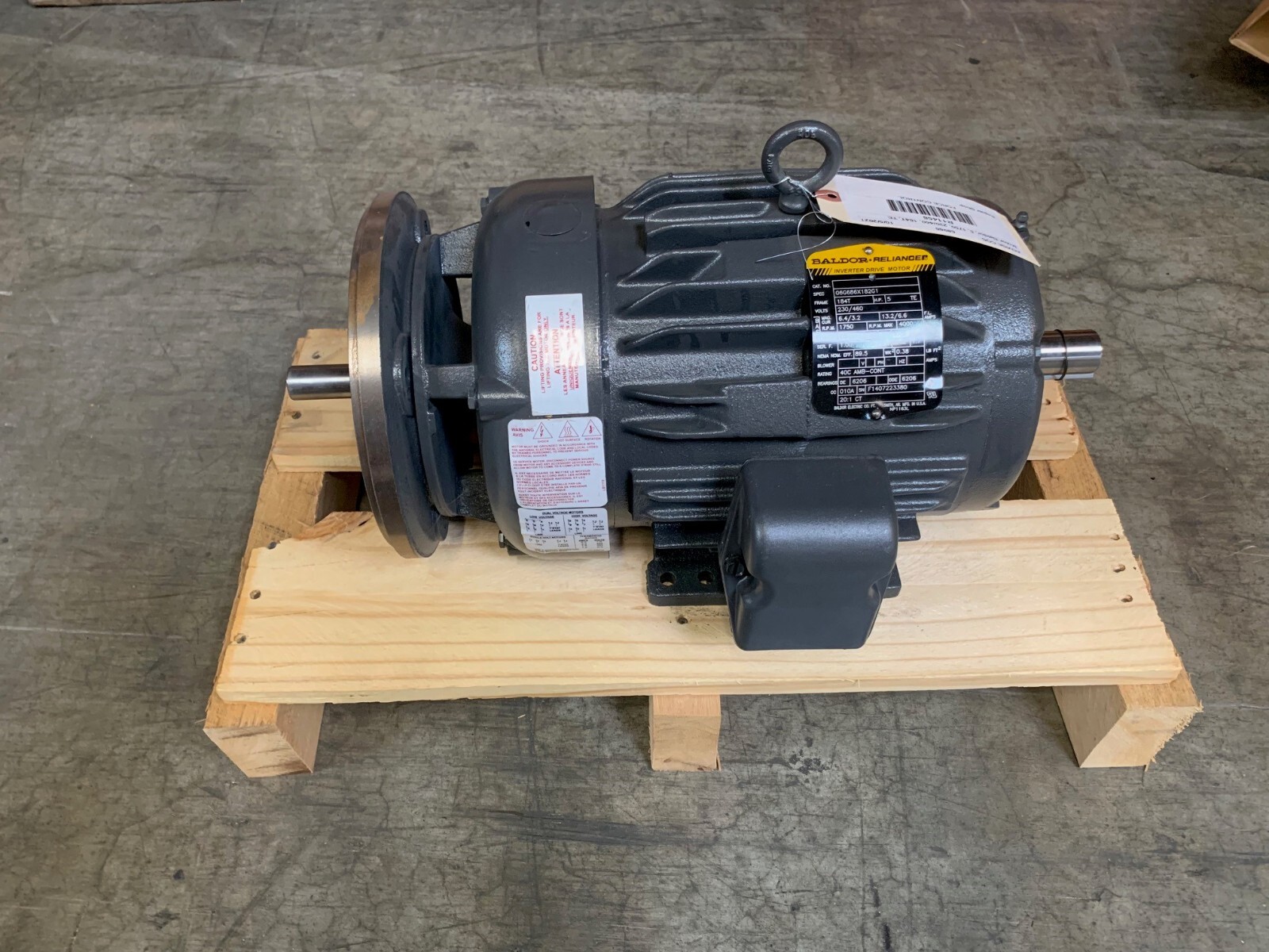 Baldor Reliance Inverter Duty Motor, 5HP, 1750RPM, 184T, 230/460VAC ...