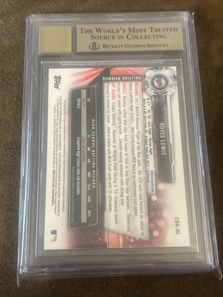 2017 Bowman Chrome Draft Royce Lewis Autograph Rookie BGS 9.5 RC Twins ...