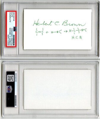 Herbert C. Brown SIGNED 3x5 Index Card NOBEL PRIZE Chemistry PSA/DNA ...