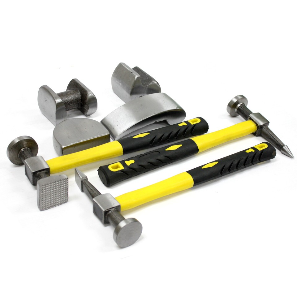 7pc Heavy Duty Drop Forged Hammer & Dolly Tool Kit for Fender Auto Body ...