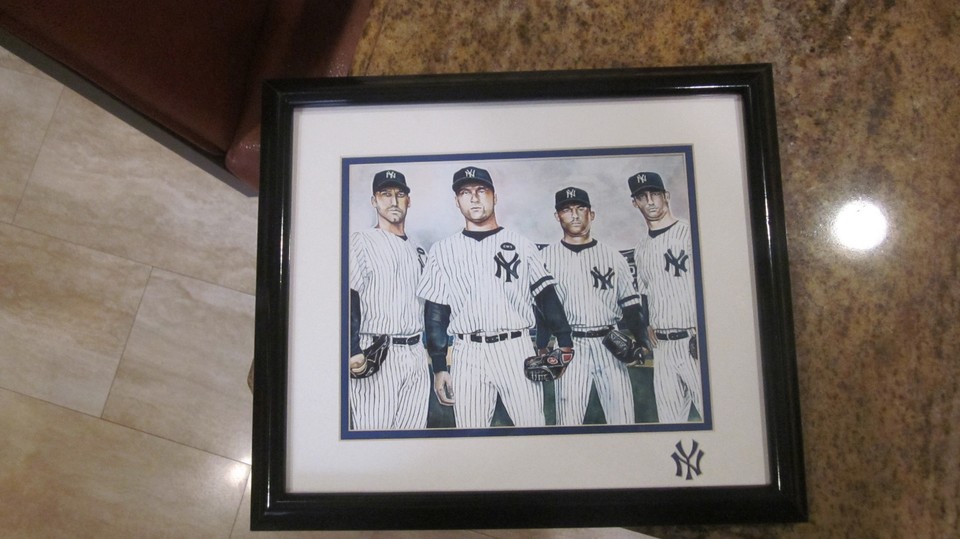 NEW YORK YANKEES CORE 4 FRAMED 12X14 MATTED JETER RIVERA POSADA ...