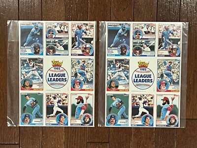 2- 1983 Topps 1982 League Leaders 8-Card Uncut Sheets Blank Back ...