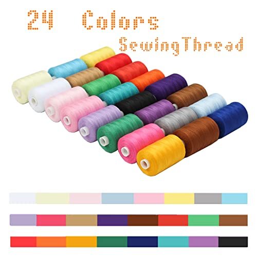 All Purpose Sewing Thread, 24 Spool 1000 Yards Polyester Thread for 24 ...