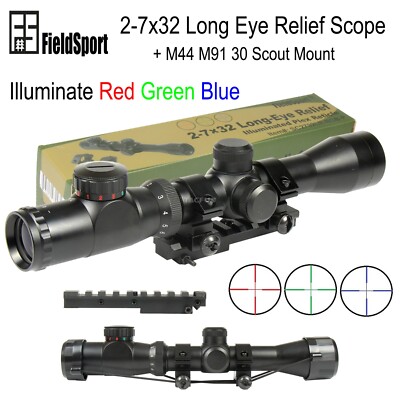Mosin Nagant 2-7x32 Long Eye Relief Illuminate RGB Scope M44 M91 30 ...