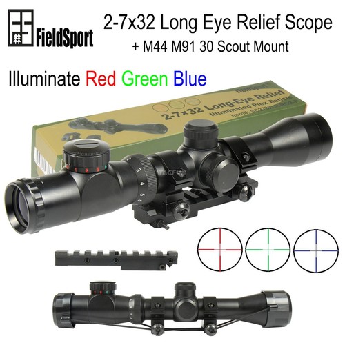 Mosin Nagant 2-7x32 Long Eye Relief Illuminate RGB Scope M44 M91 30 ...