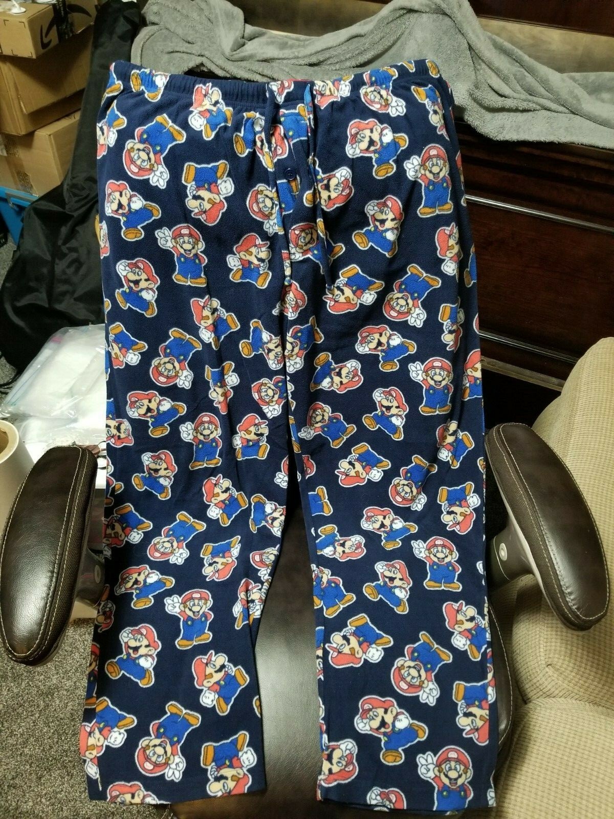 Nintendo Mario Gaming Lounge Pajama Pant Fleece Full Drawstring Waist ...