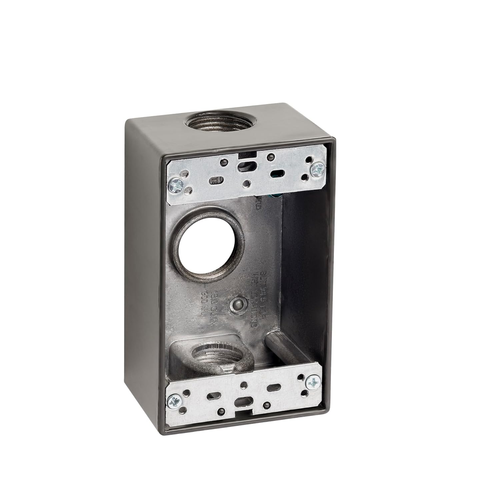 1-Gang 3 Hole 3/4-Inch Weatherproof Rectangular Horizontal Electrical ...
