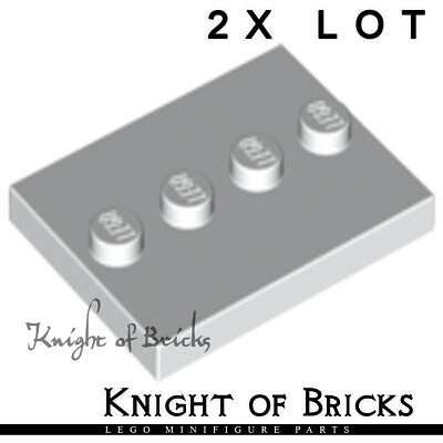 LEGO 2x Lot Minifigure WHITE Tile Plate 3x4 Tiles Base Stand Collection ...
