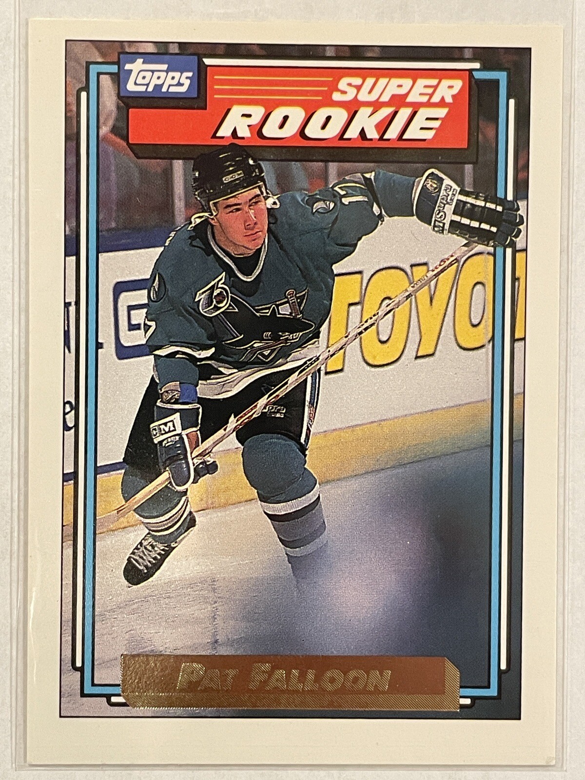 1992-93 Topps Pat Falloon Gold Parallel Rookie RC #7 Hockey San Jose ...