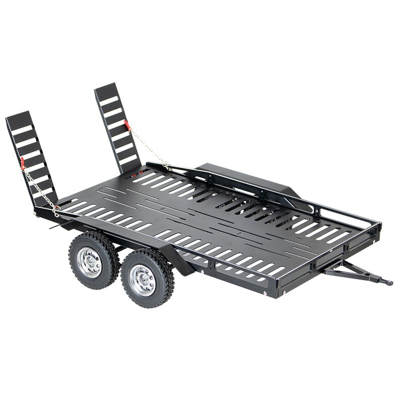 KYX Machined Alloy Flatbed Dual Axle Car Trailer Kit for 1/10 Scale RC ...