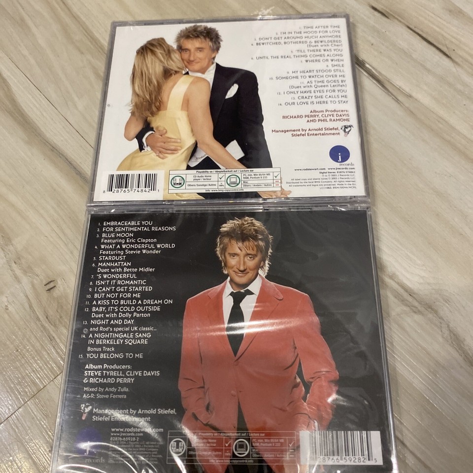 HUGE ROD STEWART PROMO AND NEW CD LOT FOREVER YOUNG DYNAMITE WILD HORSE ...