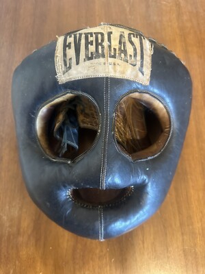 Vintage 1920 Antique Leather Everlast Boxing Full Face-Mask Helmet ...
