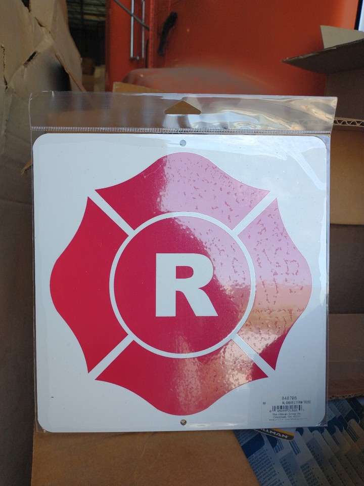 Fireman Safty: R Roof Floor Truss Construction Sign, 3M Eng Grd ...