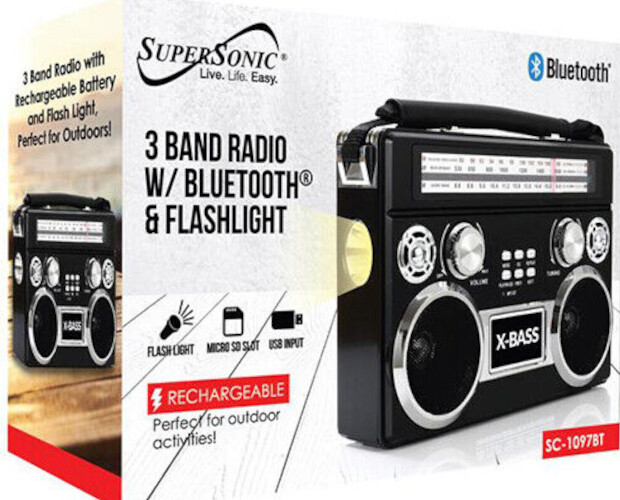 Supersonic SC-1097BT 3 Band Radio With Bluetooth, Flashlight AM/FM/SW ...