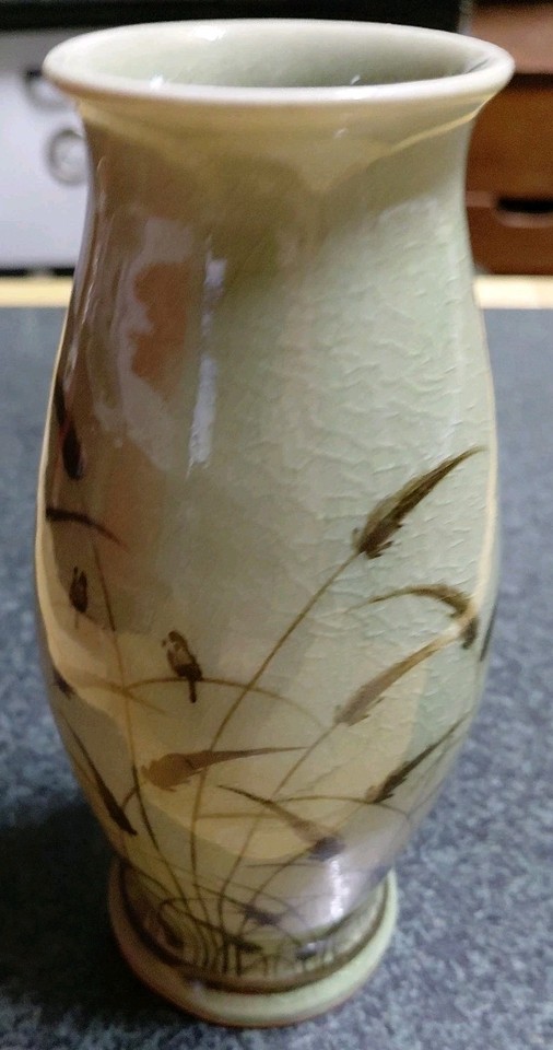 Siam Celadon VTG Pottery Vase Green Thailand Wood Ash Glaze~Handmade ...