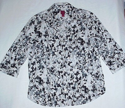 212 COLLECTION PETITE STRETCH BLOUSE SIZE PM BLACK/WHITE | eBay