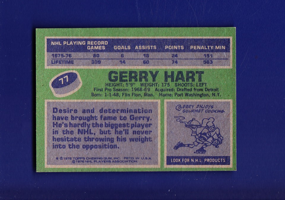 Gerry Hart 1976-77 TOPPS Hockey #77 (NM+) New York Islanders | eBay
