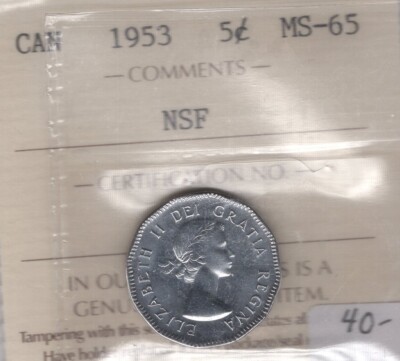 1953 Canada 5 Cents Coin - MS -65 NSF | eBay
