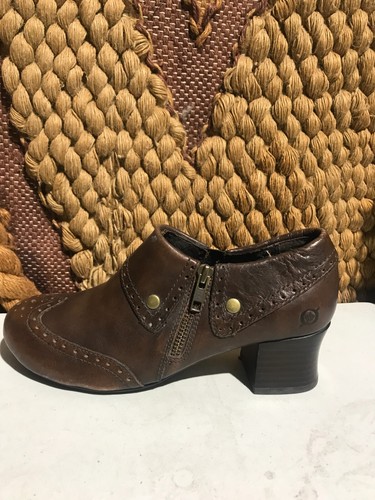 Born Sia Wing Tip Zip Brogue Heels Ankle Boots Bootie B67406 Womens ...