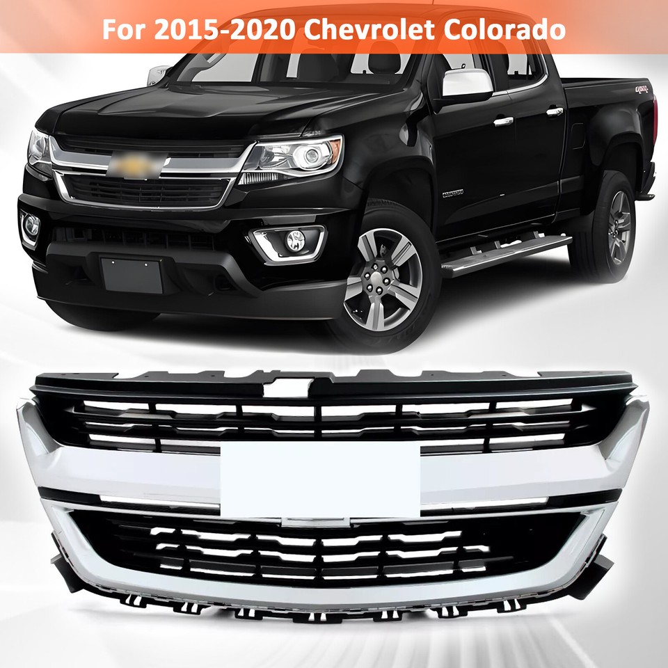 Front Upper Grille Grill W/Chrome Trim For 2015-2020 Chevrolet Colorado ...