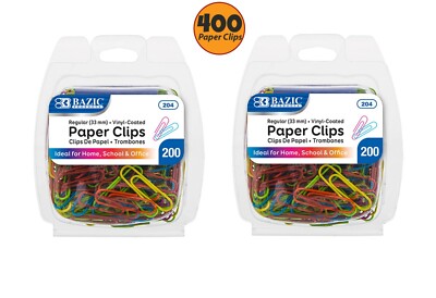 Lot of 400 Regular Plastic Coated Paper Clips 33 mm Assorted Colors ...