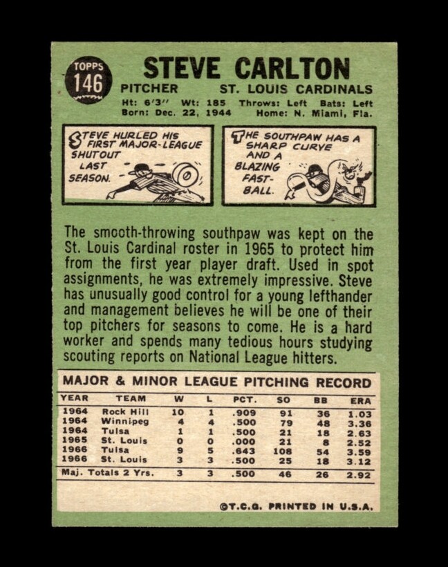 1967 Topps Set-Break #146 Steve Carlton EX-EXMINT *GMCARDS* | eBay