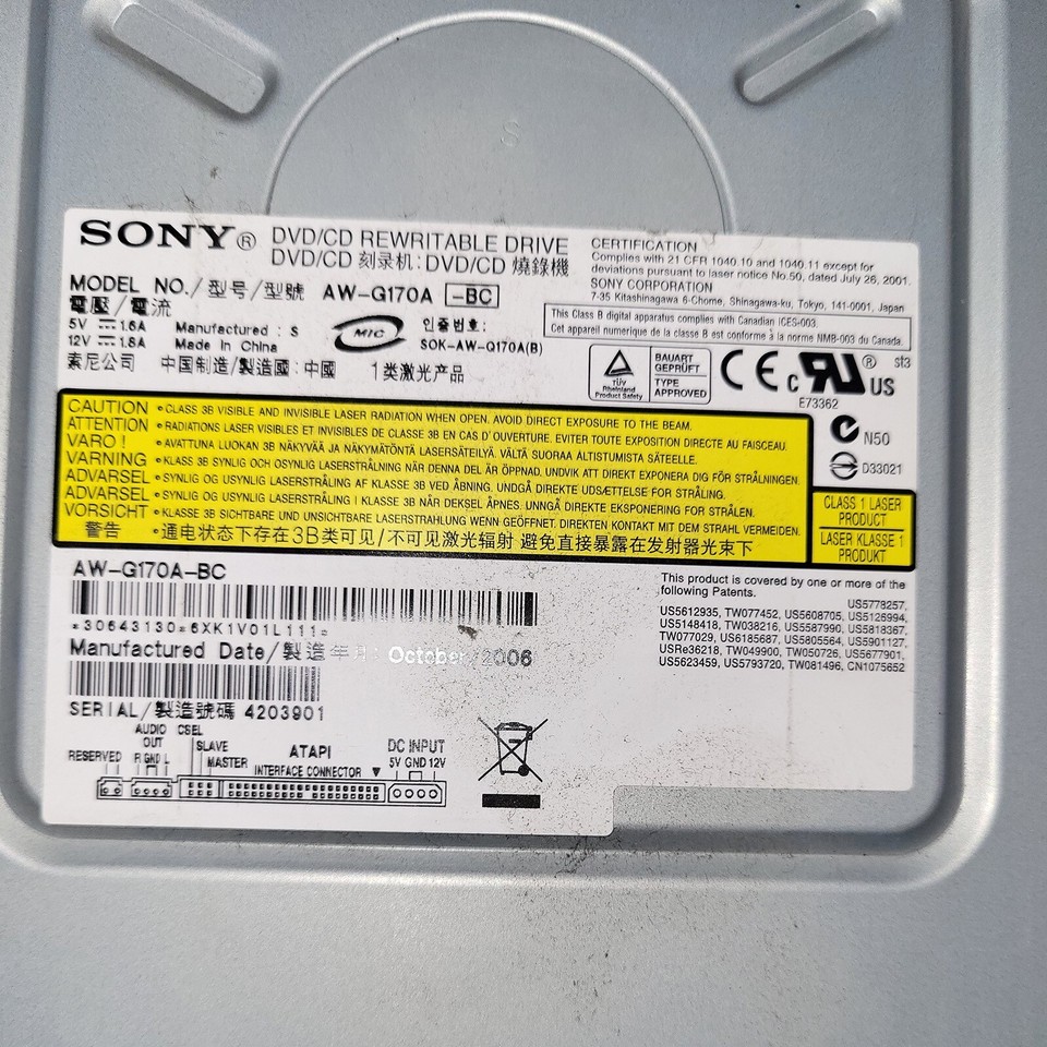 Sony DVD/CD rewritable drive - AW-G170A Multi Recorder RW ATAPI 5.2 ...