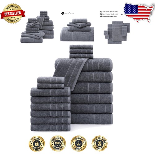 Elegant 18-Piece Bath Essentials Set - Includes Large Cotton Towels ...