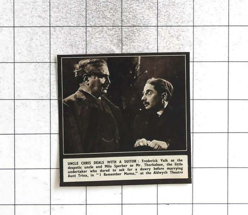 1948 I Remember Mama At The Aldwych Theatre Frederick Valk Milo Sperber ...