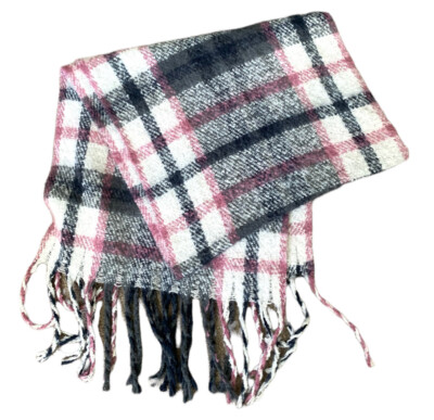 Max Studio Blanket Sweater Woven Thick Scarf 20x72” Plaid Purple Gray ...