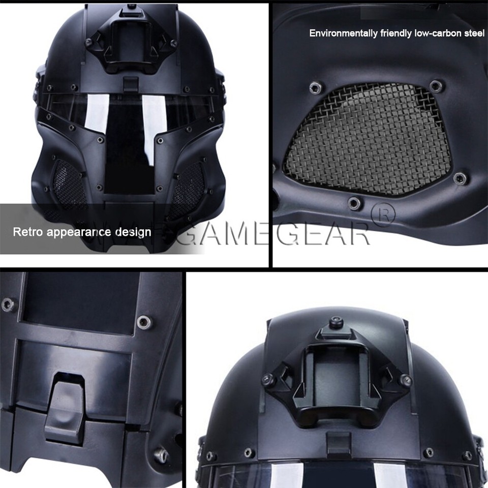 Tactical Retro Medieval Iron Warrior NVG Helmet Paintball Full Face ...