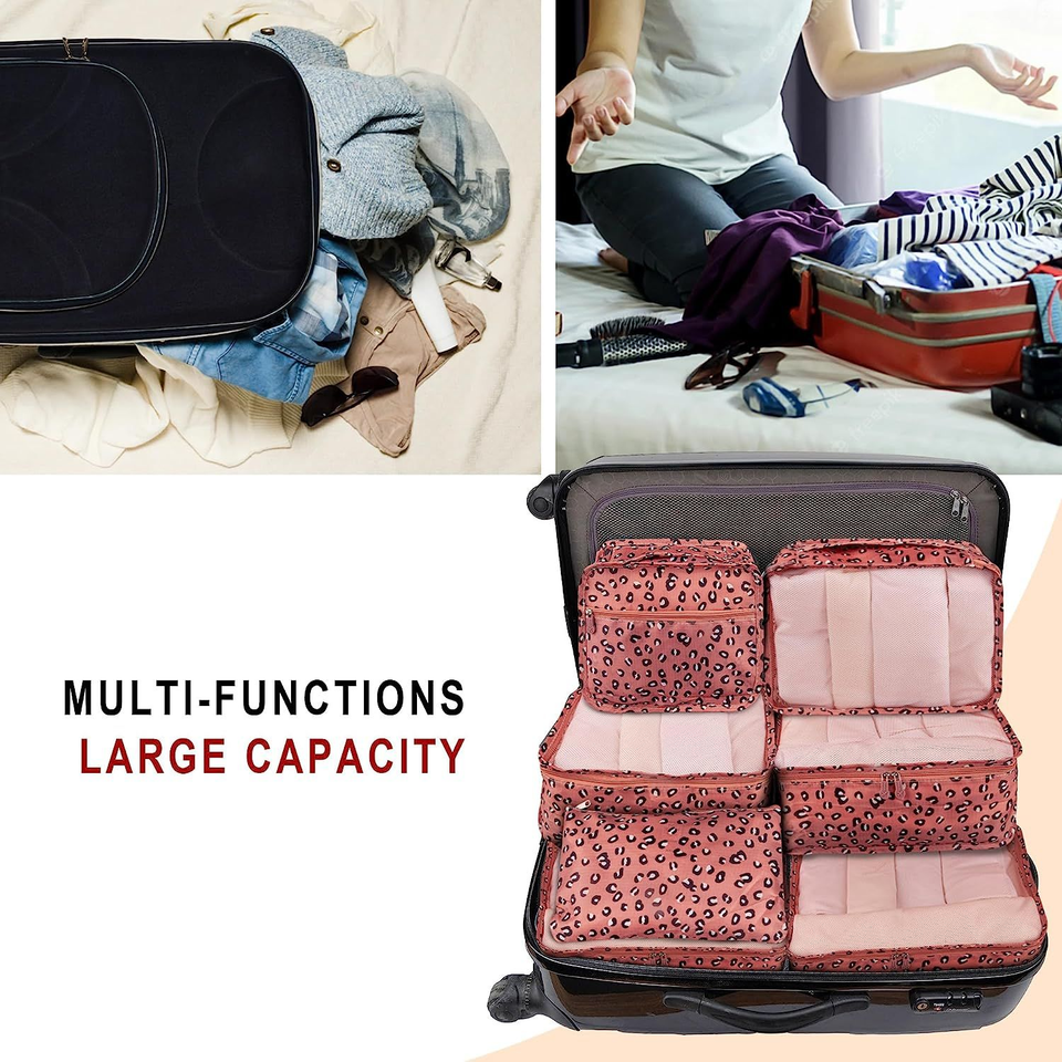 Vercord 7 Set Travel Packing Organizers Cubes Luggage One_Size, -Pink ...