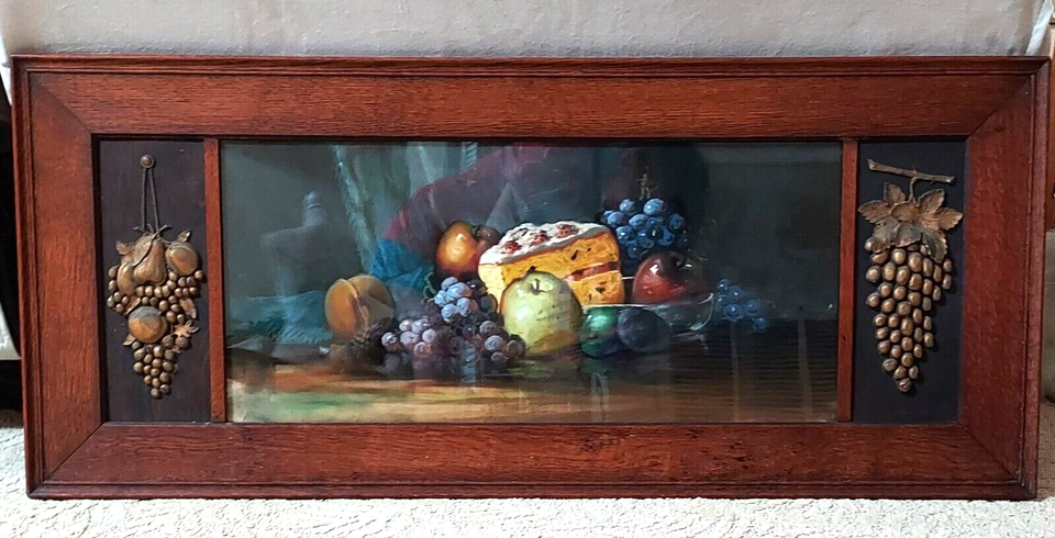 1913 Signed Original Painting / Bas Relief Wood Frame - Art Nouveau ...