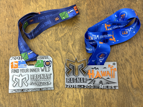 RAGNAR 200-ish Mile Race Medals 2015 LAS VEGAS + 2016 HAWAII Rare ...