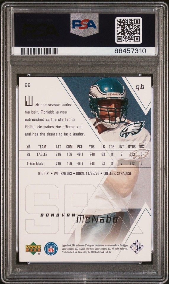2000 SPx - #66 Donovan McNabb - AUTOGRAPHED - PSA Authentic - PSA 9 ...