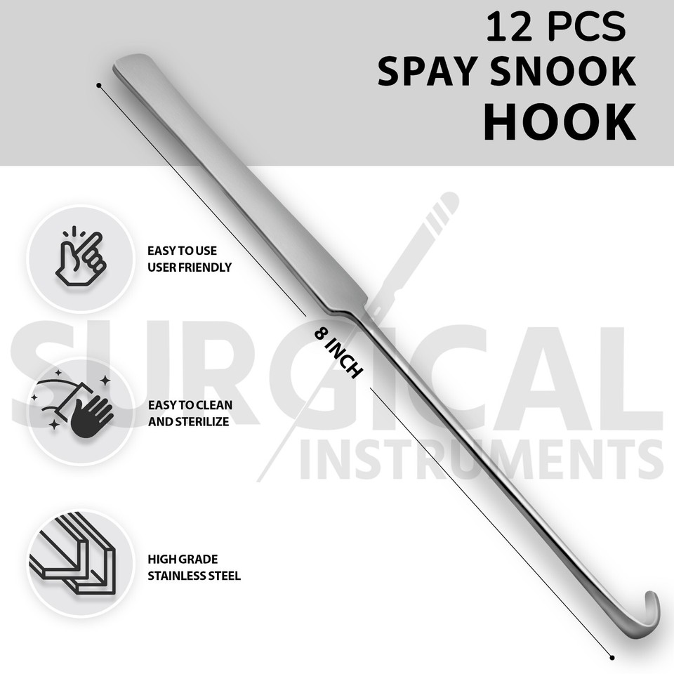 12 Spay Snook Hook Veterinary Surgical Instruments Stainless Steel ...